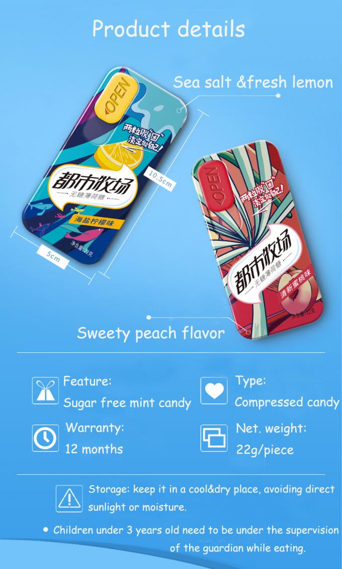 Sugar Free Compressed Mint Candy Sea Salt And Fresh Lemon Flavor