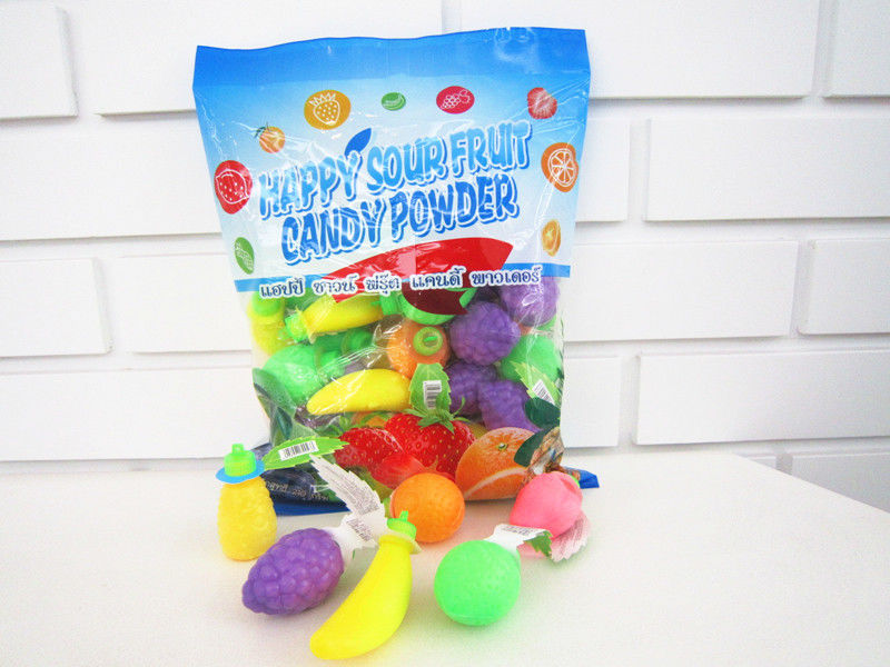 Multi Fruit Flavor Sour Powder Candy With Fruit Shape Packed In Bag ...