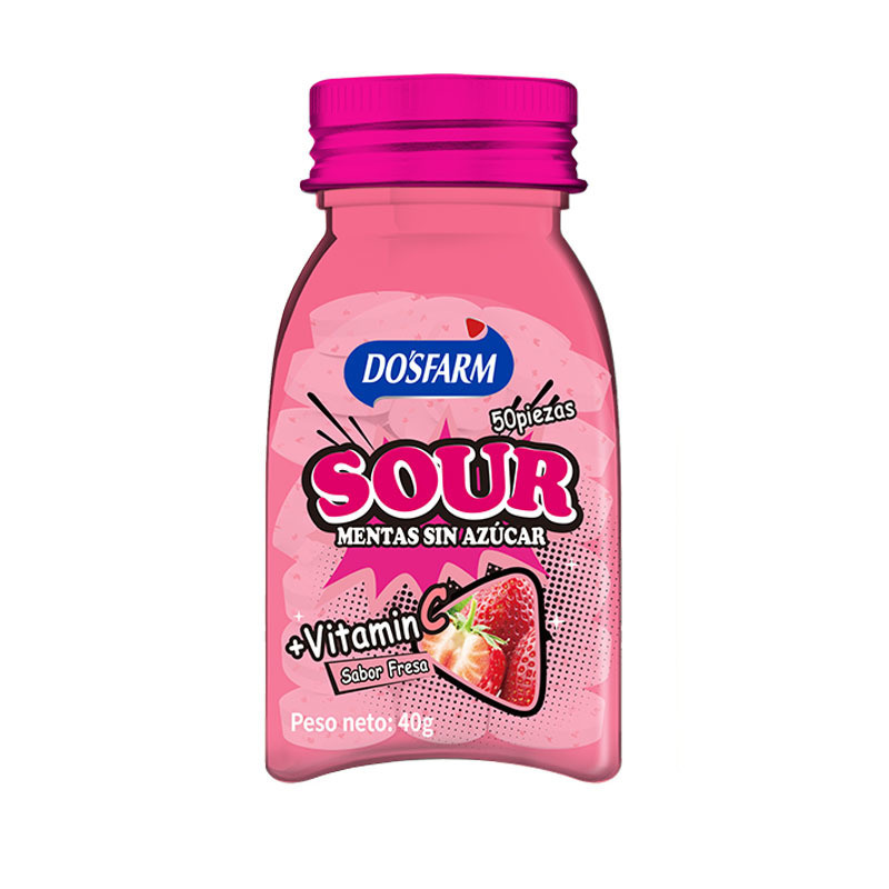 Sugar Free Strawberry Sour Mints - Low Calorie OEM Vitamin Lozenges