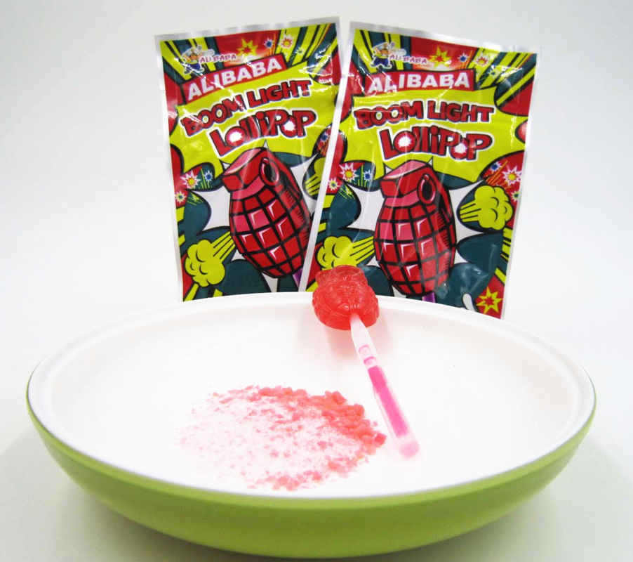 Grenade Shape Healthy Lollipop With Poping Candy / Low Calorie Hard Candy