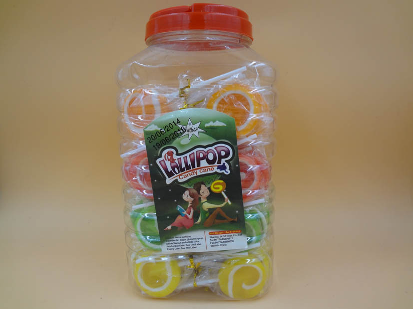 Low cal Round shape lollipop packed in jar / Assorted fruit flavor ...