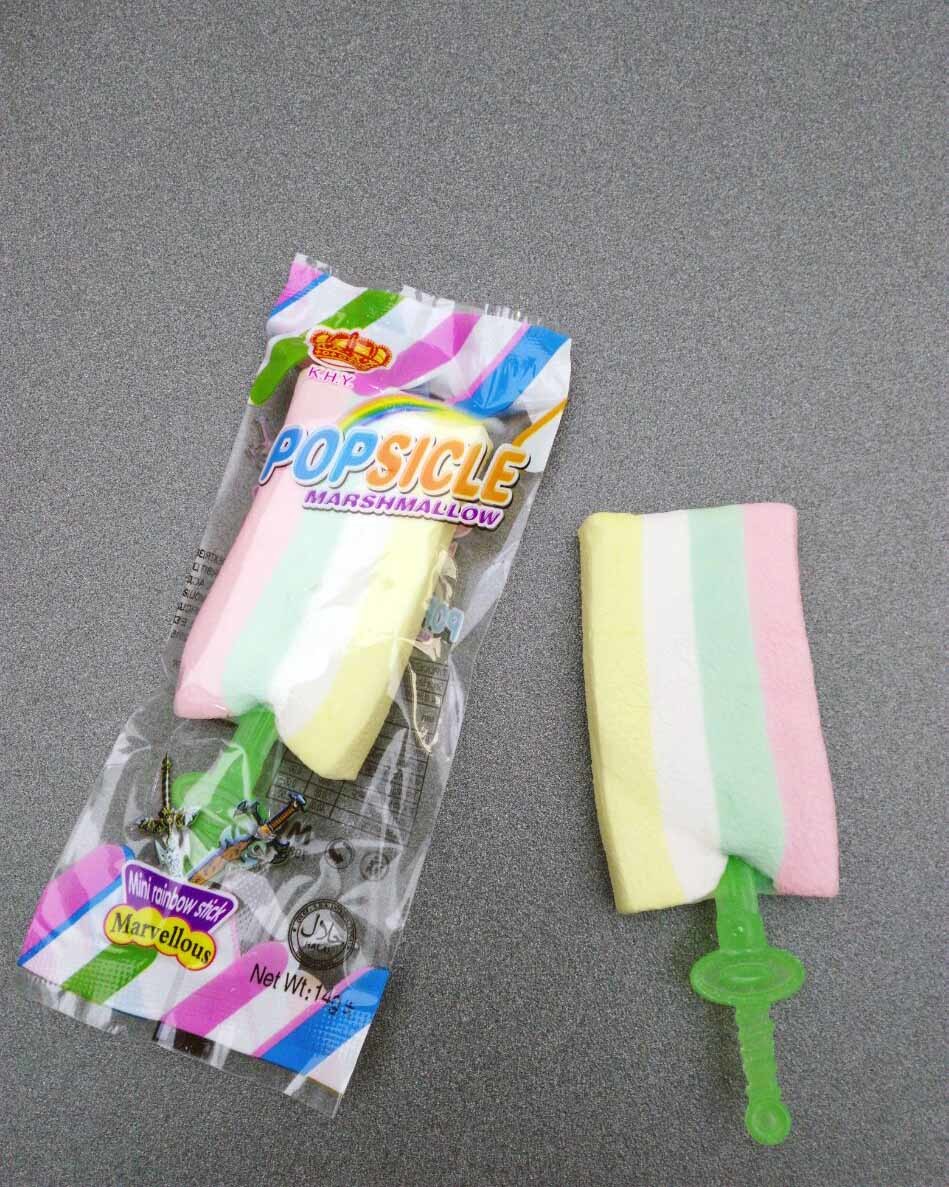 14g Popsicle Fruity Soft Candy Marshmallow With Mini Rainbow Stick